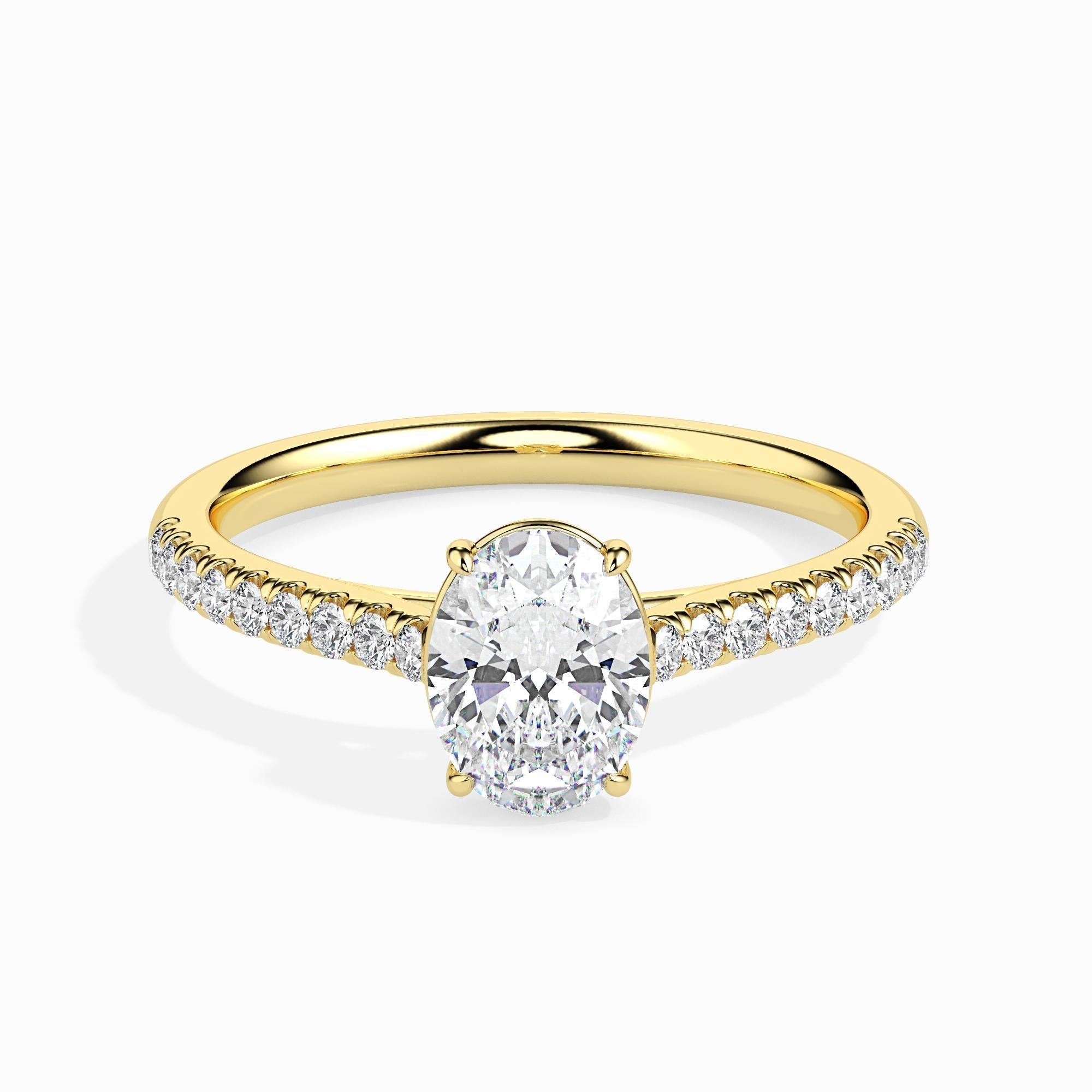 50 Cent Oval Solitaire Ring in Diamond Band – ZINARA
