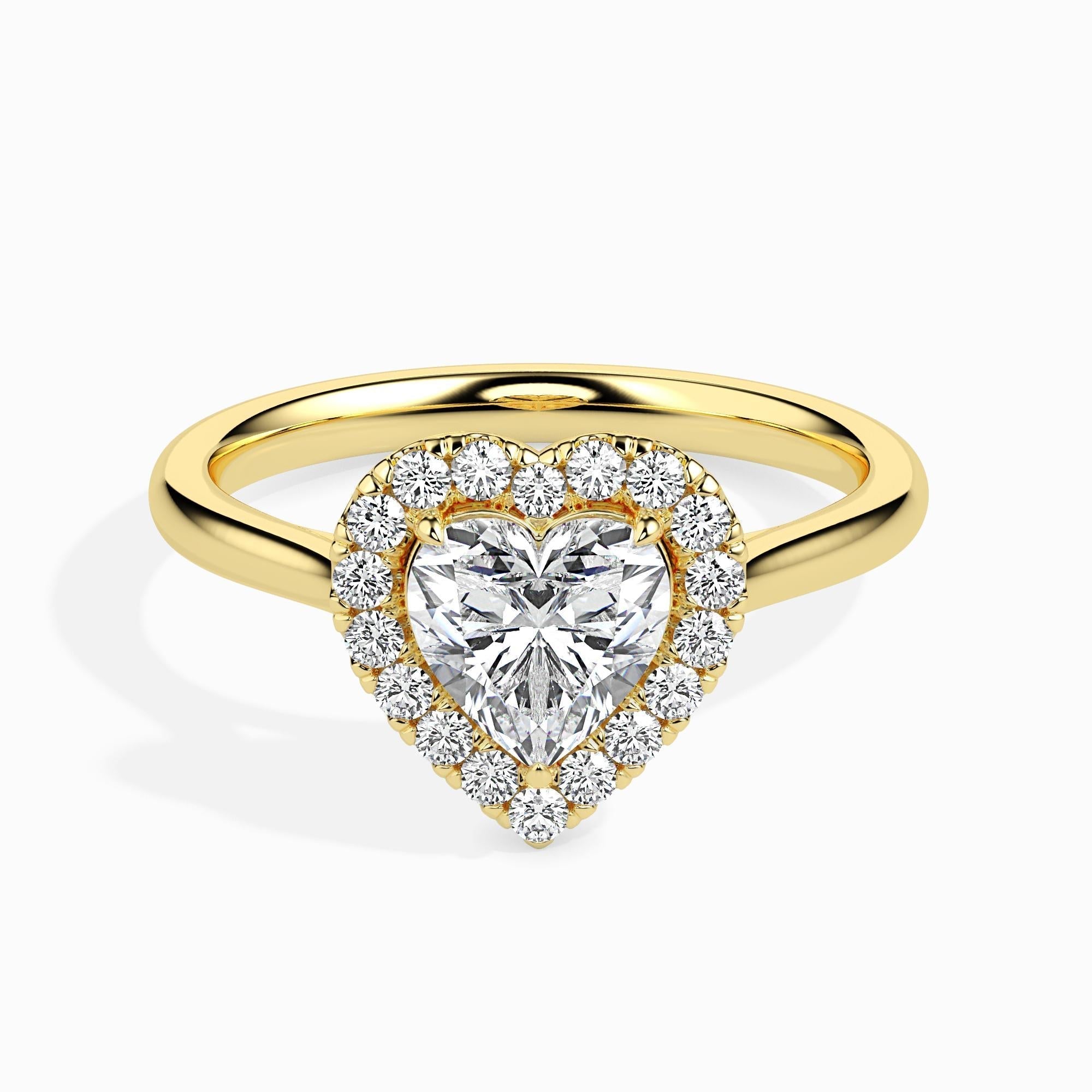 1 Carat Heart Solitaire Ring with Halo – ZINARA